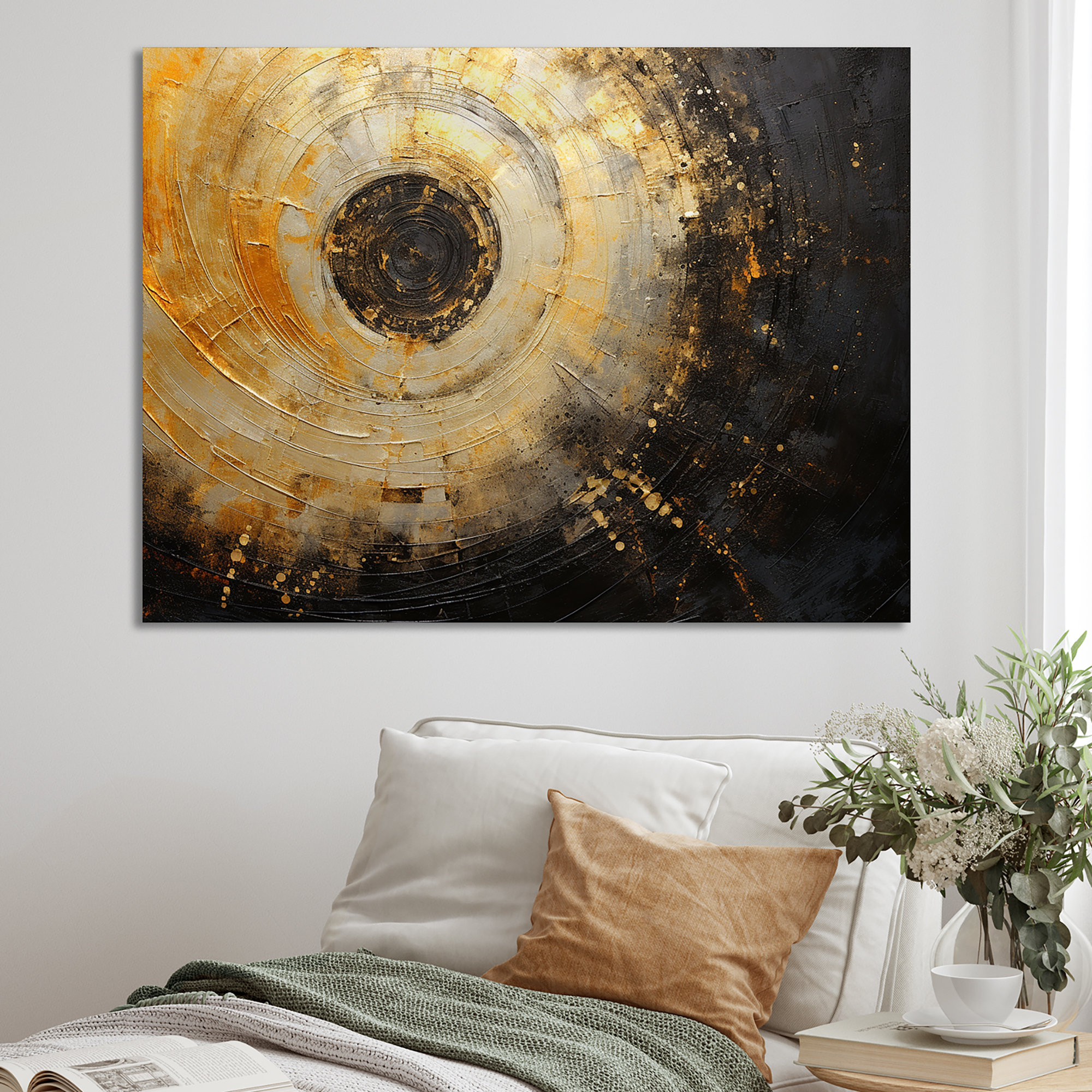 Design Art Celestial Contrast Spirals II - Abstract Spirals Canvas Print - Wayfair Canada